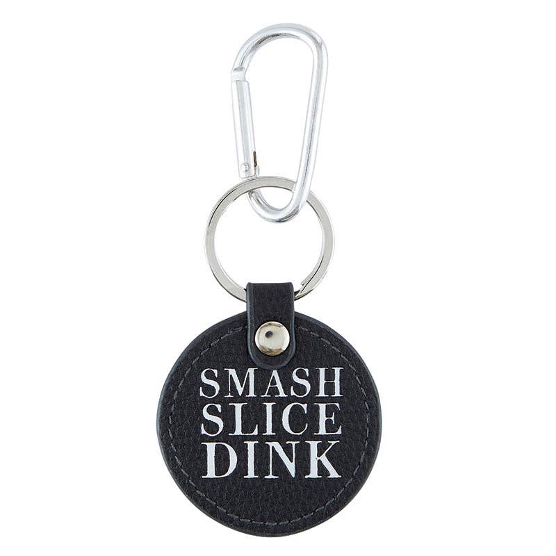 ROUND LEATHER KEYCHAIN - SMASH. SLICE. DINK. | Allure & Co.