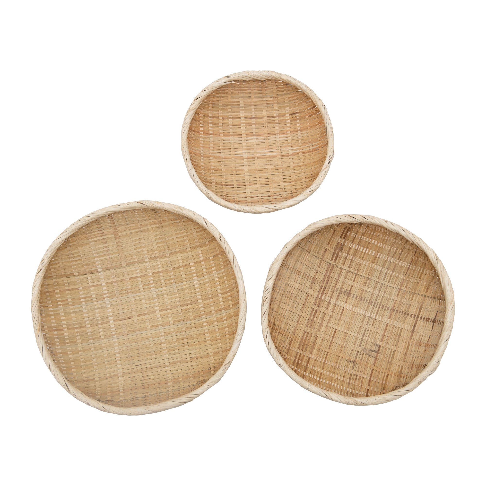 SHALLOW HAND-WOVEN BAMBOO BASKETS | Allure & Co.